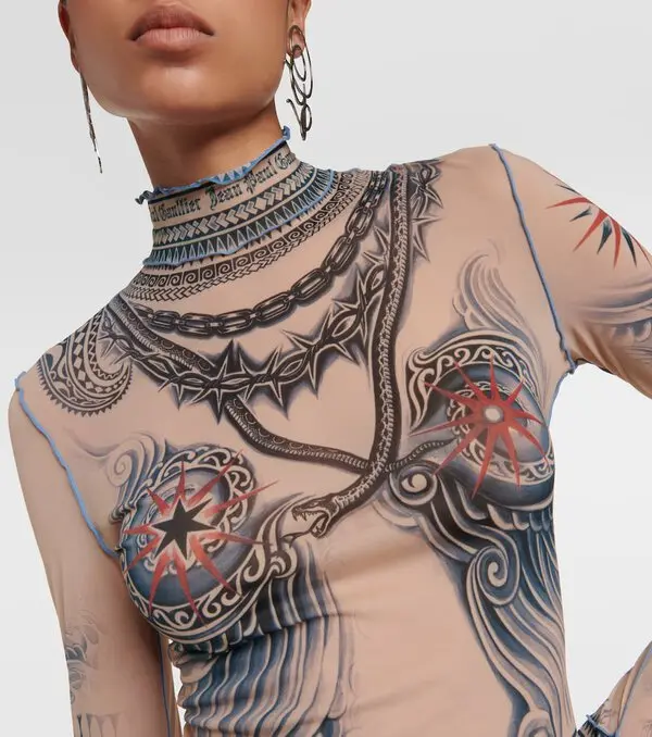 JEAN PAUL GAULTIER Tattoo Collection Sheer Midi Dress