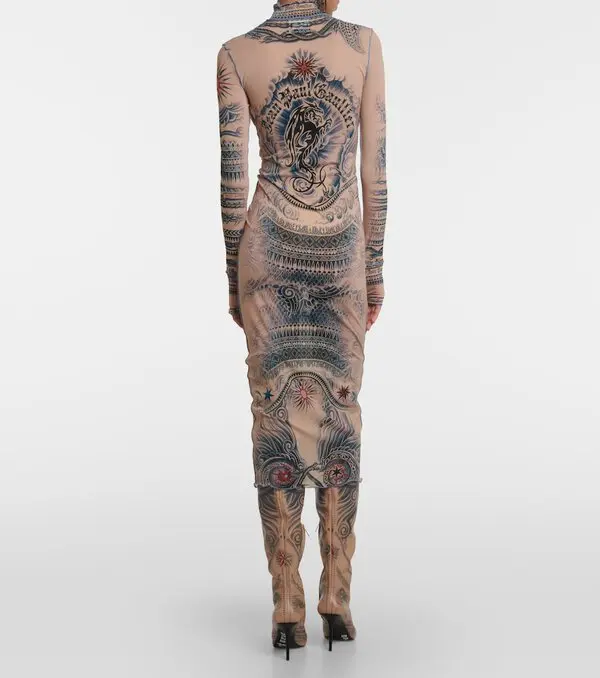 JEAN PAUL GAULTIER Tattoo Collection Sheer Midi Dress