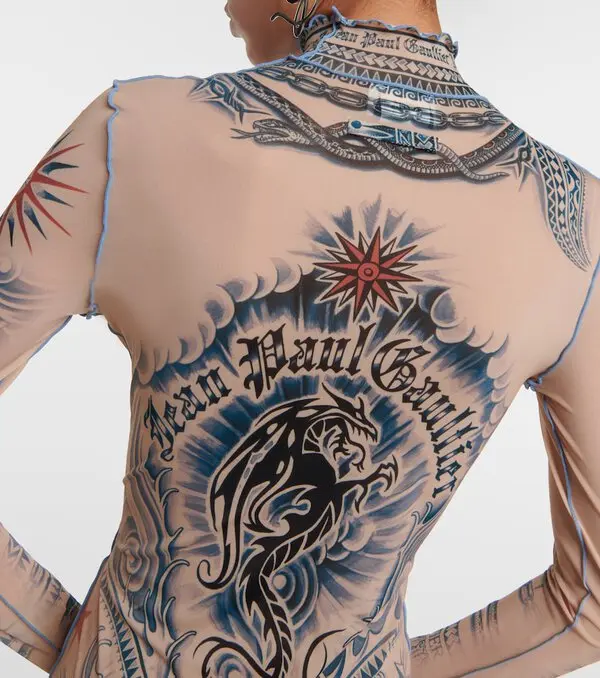 JEAN PAUL GAULTIER Tattoo Collection Sheer Midi Dress