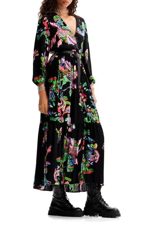 Desigual Poppy Floral Print Long Sleeve Dress