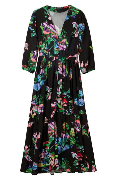 Desigual Poppy Floral Print Long Sleeve Dress