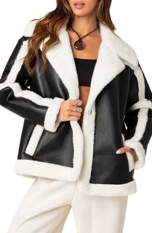 EDIKTED Rocki Oversized Faux Shearling Jacket - Black