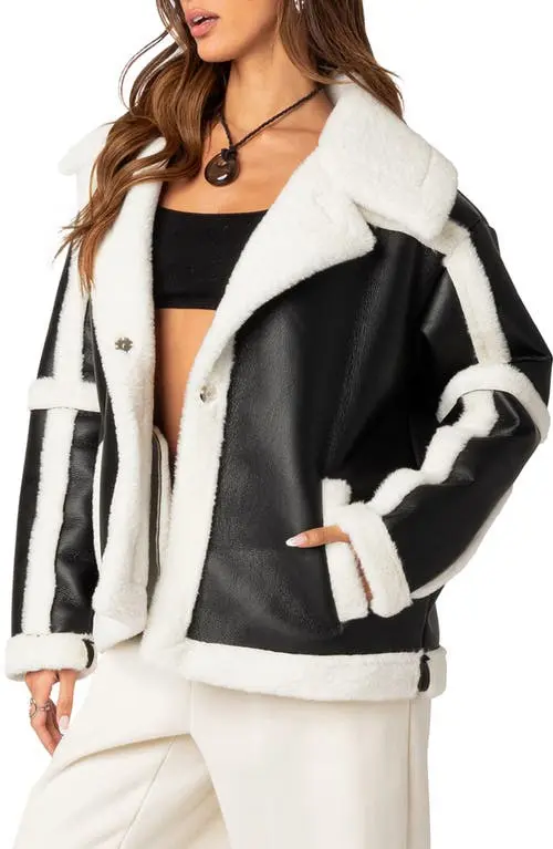 EDIKTED Rocki Oversized Faux Shearling Jacket
