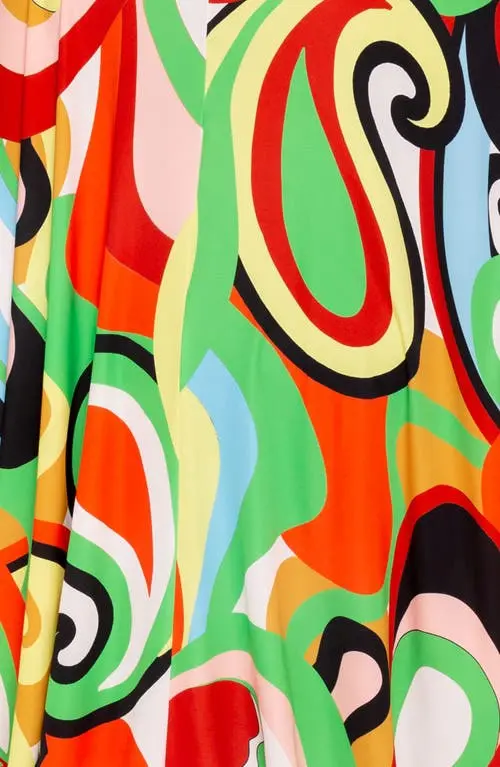 BUXOM COUTURE Geometric Print Caftan - Green Multi