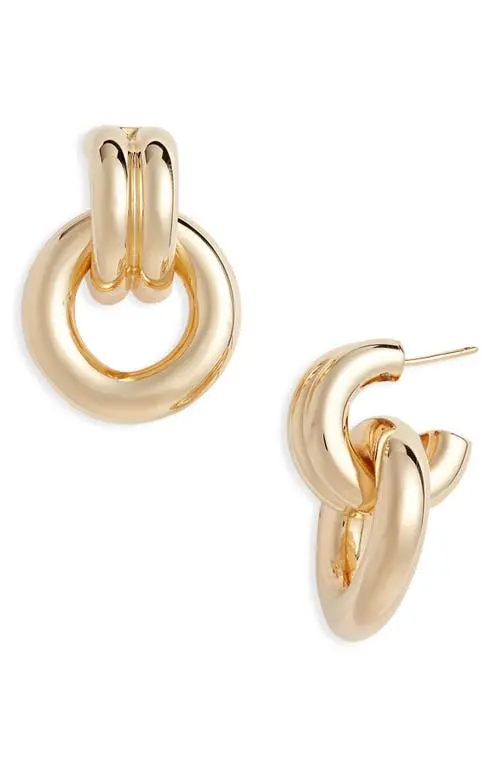 Jennifer Zeuner Jewelry Gina Hoop Drop Earrings - Yellow Gold