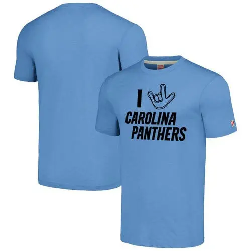 HOMAGE Carolina Panthers The Nfl Asl Collection Love Sign Tri-blend T-shirt - Light Blue