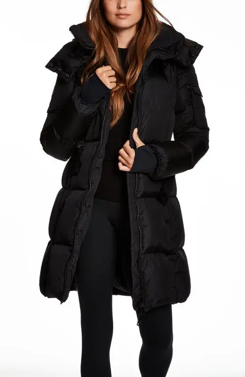 Sam. Belted Down Puffer Coat With Removable Hood - Matte Black