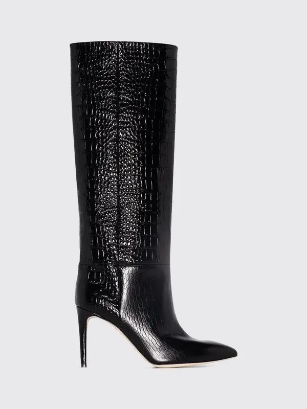 Paris Texas Croc-effect Patent Leather Knee-high Stiletto Boots - Black