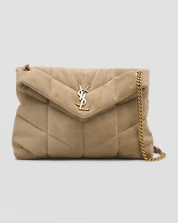 Saint Laurent Loulou Puffer Medium Shoulder Bag Matte Gold - Main Image