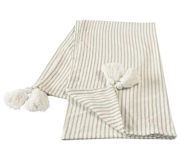 OX BAY TRADING CO. Ox Bay Striped Transitional Cotton Throw Blanke T - One-color