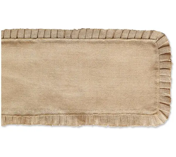 DESIGN IMPORTS Ruffle Trim Jute Table Runner 14 X 108 - One-color