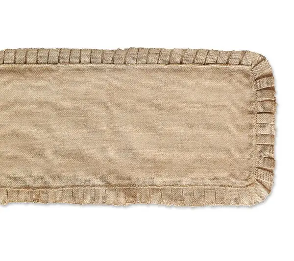 DESIGN IMPORTS Ruffle Trim Jute Table Runner 14 X 108
