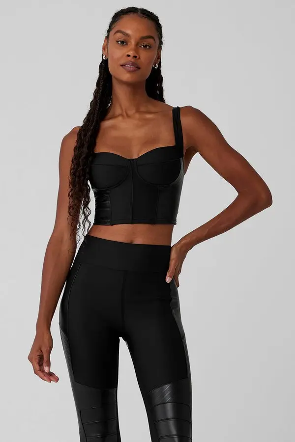 Alo Yoga Airlift Winter Warm Cropped Supermoto Tank Top - Black