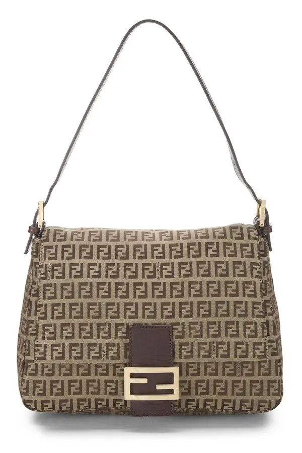 Fendi Zucchino Canvas Mama Shoulder Bag - Brown