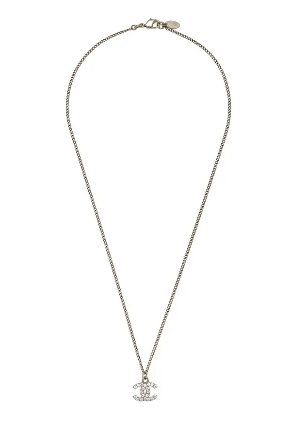 Chanel Crystal 'cc' Necklace - Silver