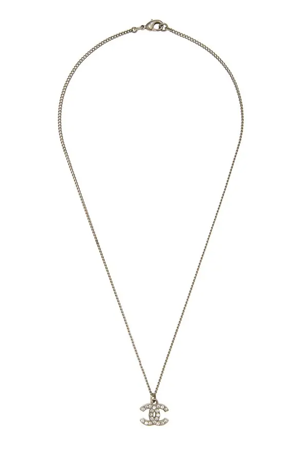 Chanel Crystal 'cc' Necklace - Silver