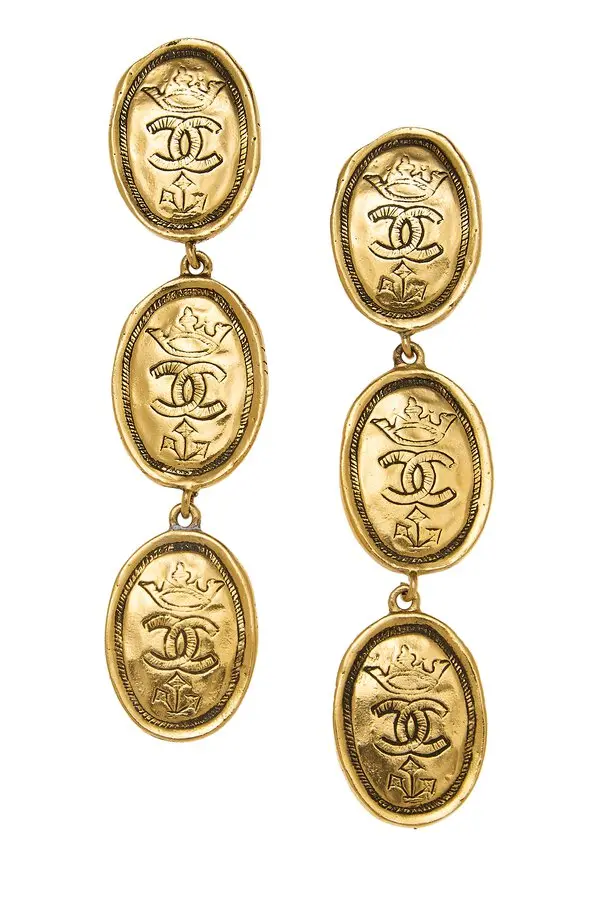 Chanel Cc Dangle Clip-on Earrings