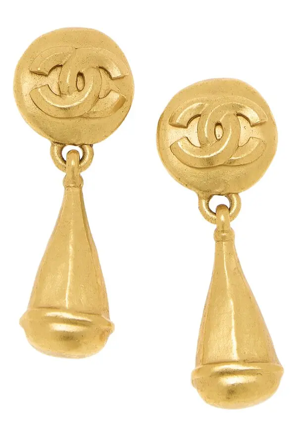 Chanel Cc Dangle Earrings - Gold