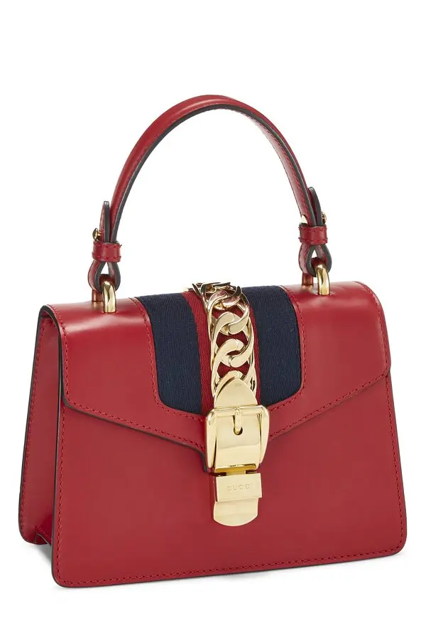 Gucci Leather Web Sylvie Top Handle Bag