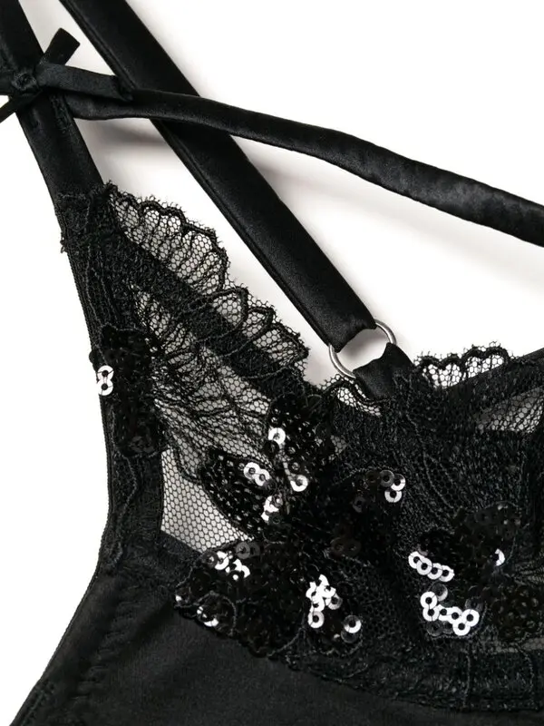 FLEUR DU MAL Sequin Violet Floral-lace Ouvert Bra