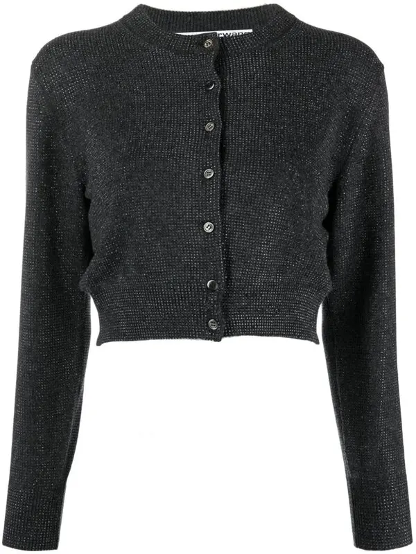 Alexander Wang High-shine Cropped Cardigan - Grey