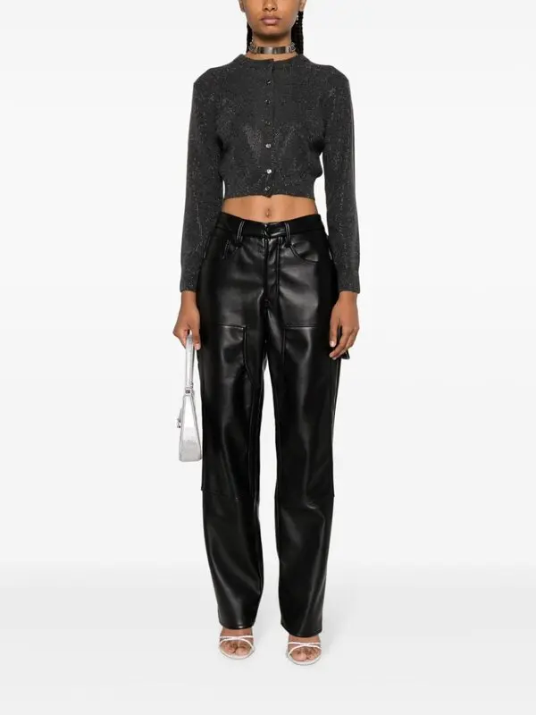Alexander Wang High-shine Cropped Cardigan - Grey