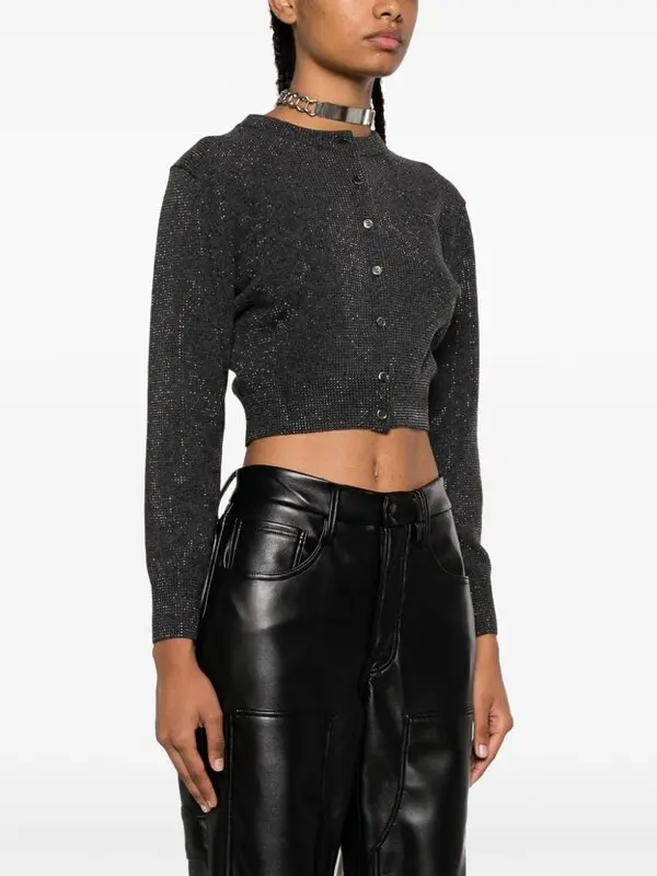 Alexander Wang High-shine Cropped Cardigan - Grey