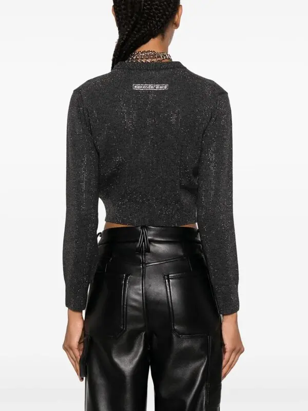 Alexander Wang High-shine Cropped Cardigan - Grey