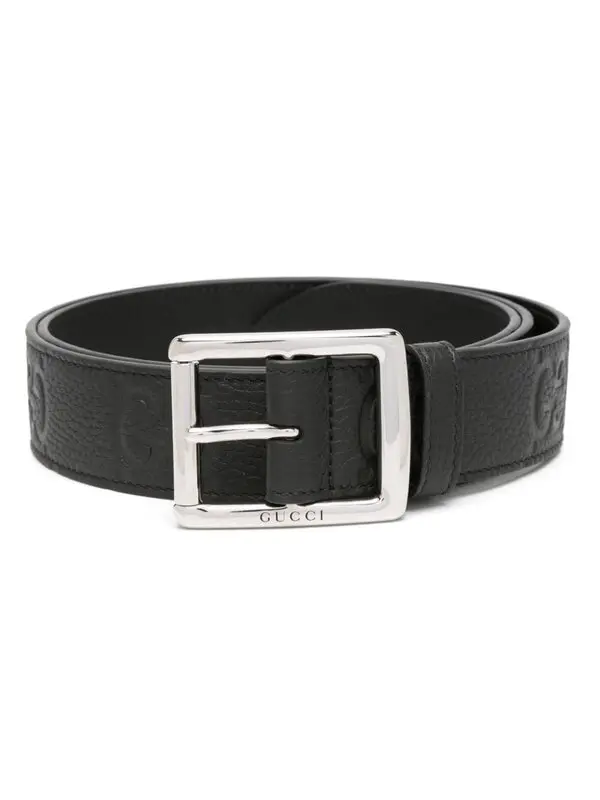 Gucci Gg-debossed Leather Belt - Black
