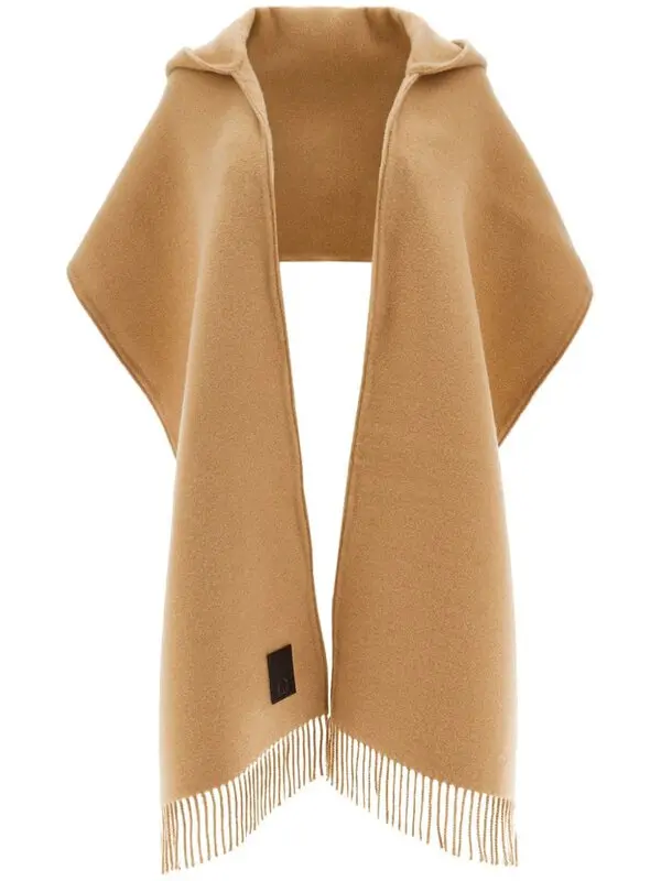 FERRAGAMO Logo-patch Hooded Scarf - Neutrals