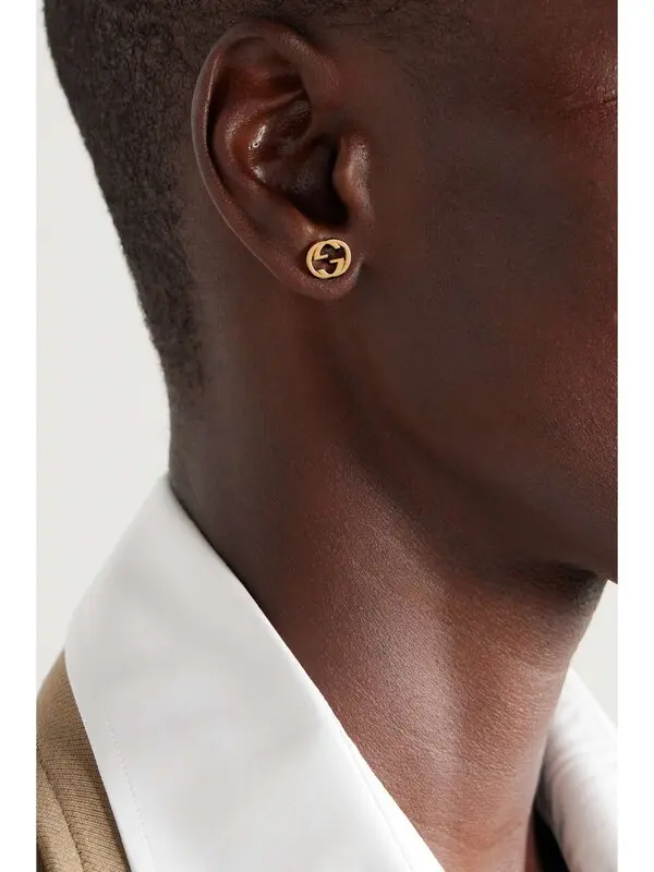 Gucci Interlocking G 18-karat Stud Earrings