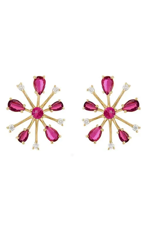 EDEN PRESLEY Small Pop Rock Stud Earrings - Gold/ruby