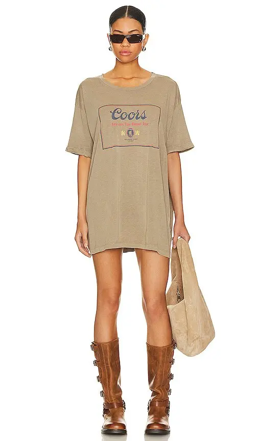 coors light t shirt dress The Laundry Room Coors Fine Banquet Oversized Tee - Camel Gold