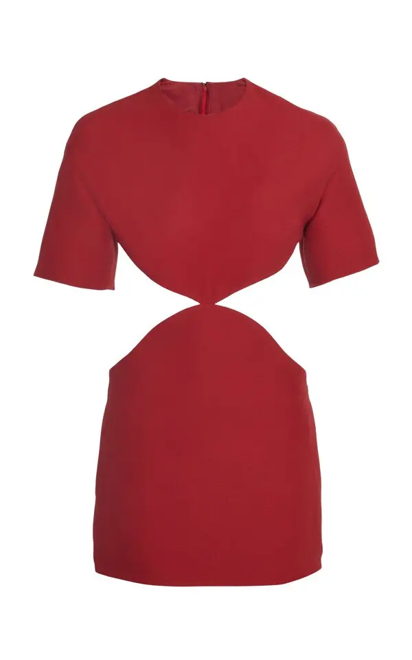 fitted lace wedding dress Women's Joelle A-Line Stone Crepe Mini Dress XS/S/M/L/Customize Red Mean Blvd main image 1