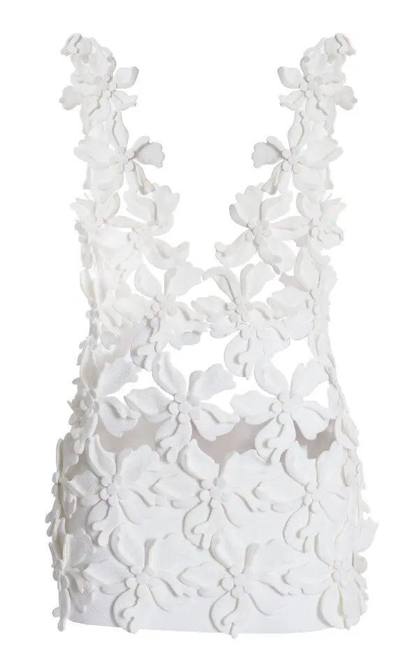 Valentino Garavani Embroidered Cutout Cotton Pique Mini Dress Only - White  | Editorialist