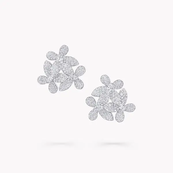 Graff Triple Pavé Butterfly Diamond Earrings - White Gold
