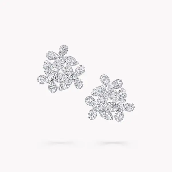 Graff Triple Pavé Butterfly Diamond Earrings - White Gold