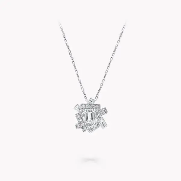 Graff Threads Emerald Cut Diamond Pendant - White Gold