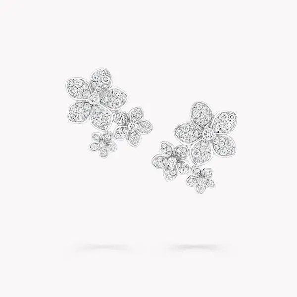 Graff Wild Flower Diamond Cluster Stud Earrings - White Gold