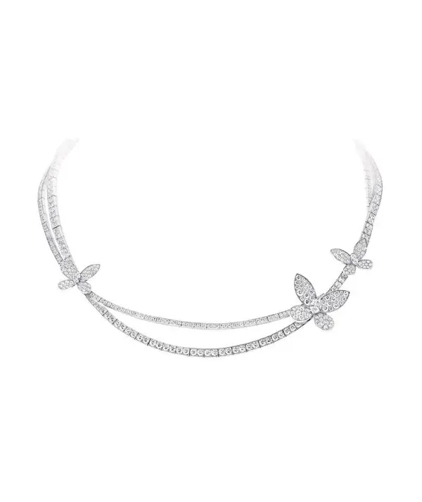 Graff Pavé Butterfly Diamond Necklace - White Gold