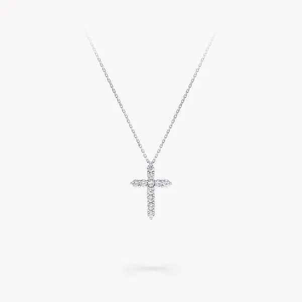 Graff Round Diamond Cross Pendant - White Gold