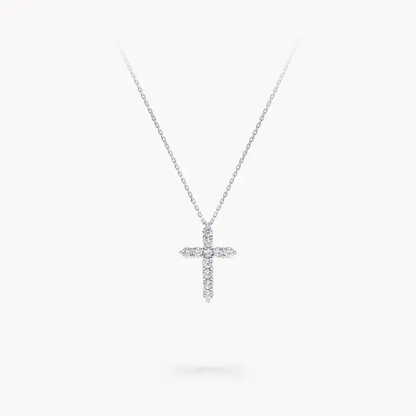 Graff Round Diamond Cross Pendant - White Gold