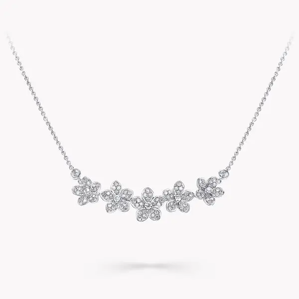 Graff Wild Flower Diamond Line Pendant - White Gold