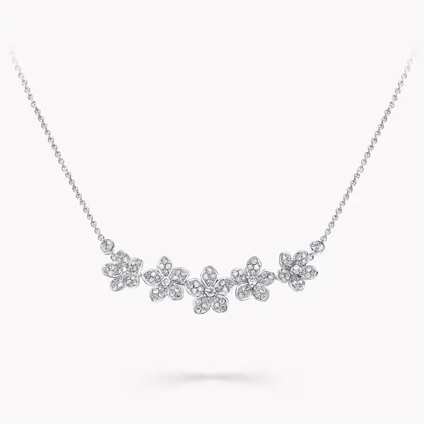 Graff Wild Flower Diamond Line Pendant - White Gold