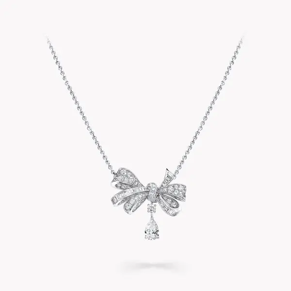 Graff Tilda's Bow Classic Diamond Drop Pendant - White Gold