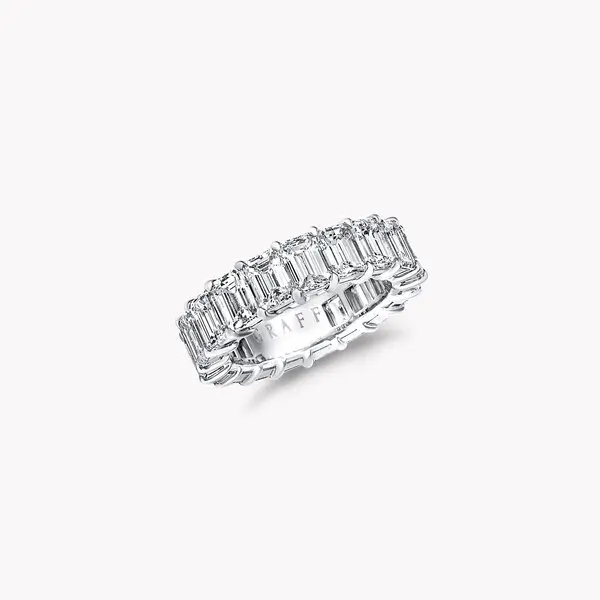 Graff Emerald Cut Diamond And Eternity Ring - Platinum