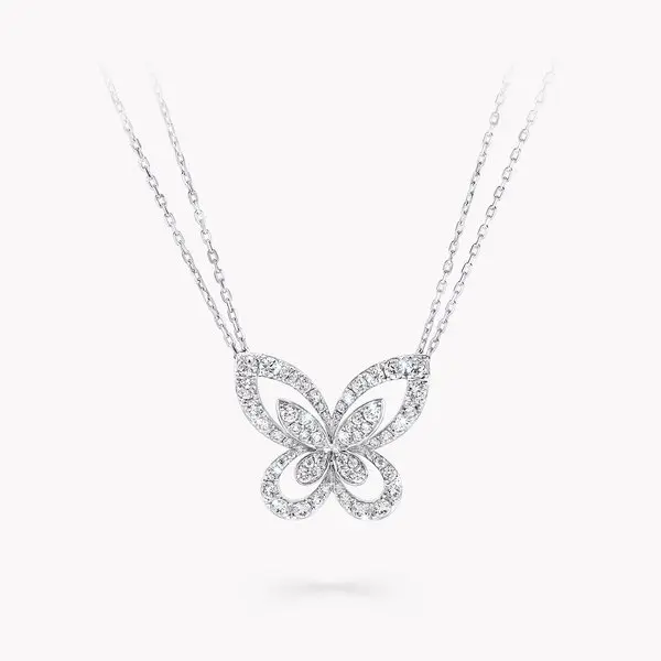 Graff Butterfly Silhouette Diamond Pendant - White Gold