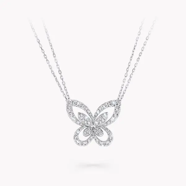 Graff Butterfly Silhouette Diamond Pendant - White Gold