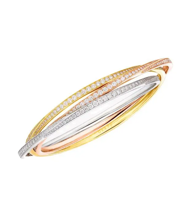 Graff Triple Spiral Pavé Diamond Bangle - Rose Gold And White Gold And Yellow Gold