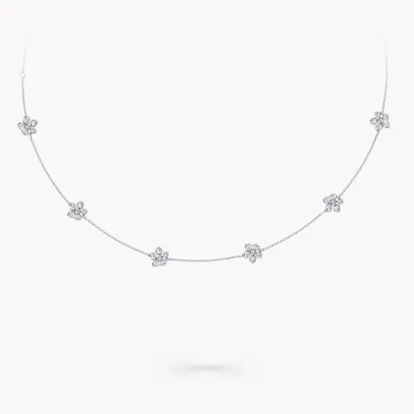 Graff Wild Flower Petite Pavé Diamond Necklace - White Gold